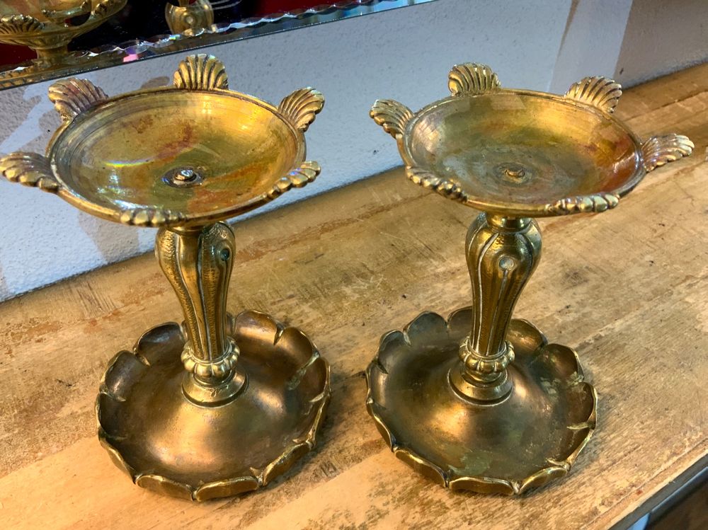 JUGENDSTIL 2 KERZENHALTER BRONZE FRANKREICH UM 1900 | Kaufen auf Ricardo