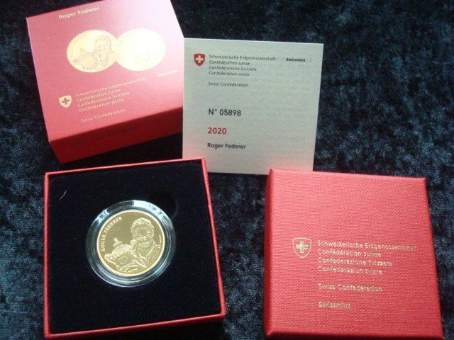 Roger Federer 50.- Goldmünze (Neu und originalverpackt) in Riehen für ...