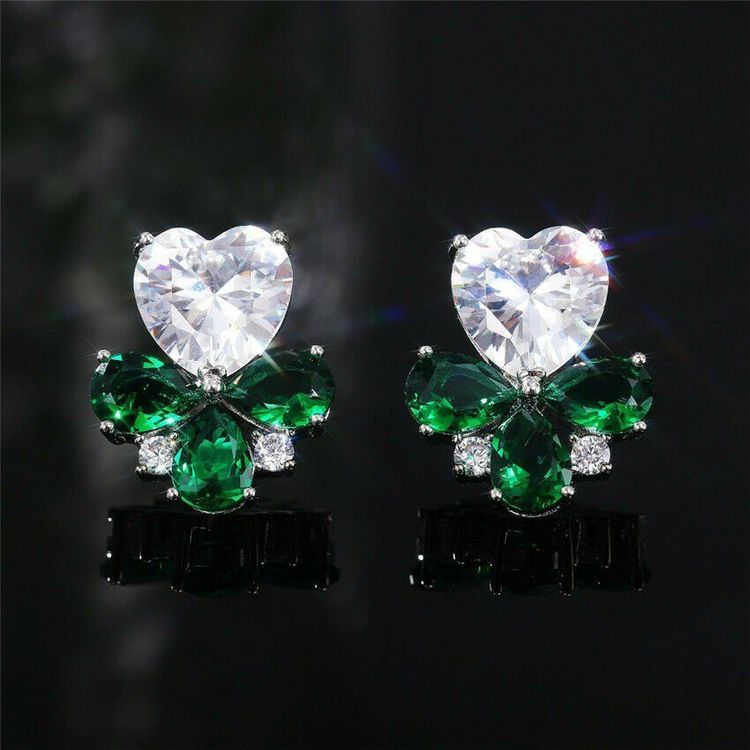 Boucle oreille/ohring Emeraude/Diamant effet (Neu und originalverpackt ...