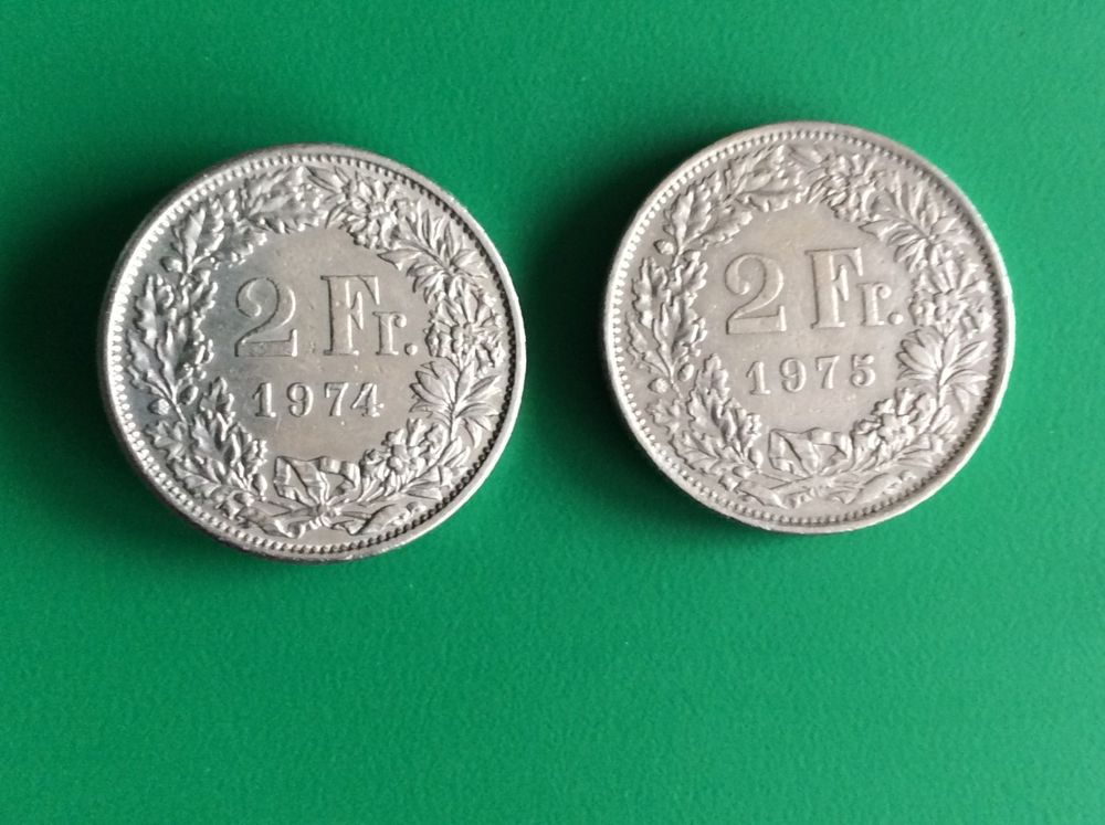 2 francs 1974 - 1975 Jolie (D'occasion) à Genève pour CHF 8 – avec ...