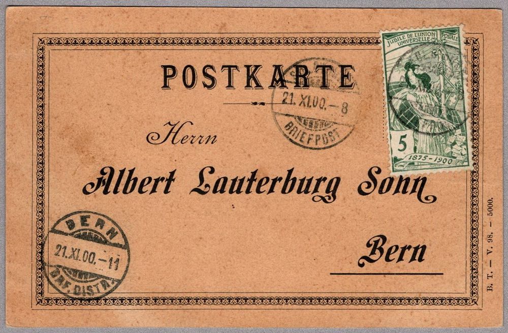 UPU 1900, 25 Jahre Weltpostverein, Geschäftspostkarte, 77C | Kaufen auf Ricardo