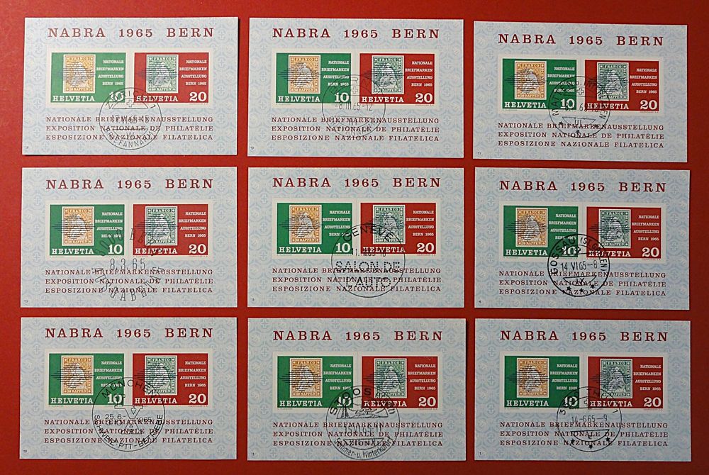 9 BLOECKE "NABRA 1965 BERN" mit verschiedene Stempel (Gebraucht) in Solduno für CHF 8 – mit ...