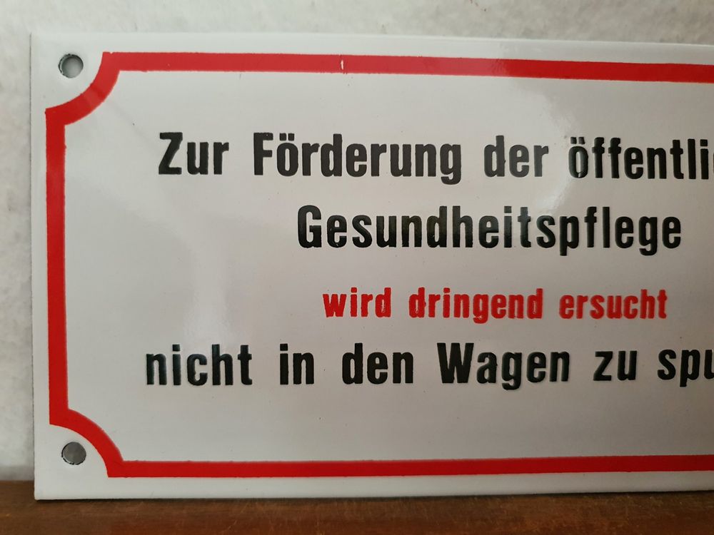 Emailschild Verboten spucken Bahn Zug Tram Emaille Schild (Neu (gemäss Beschreibung)) in ...