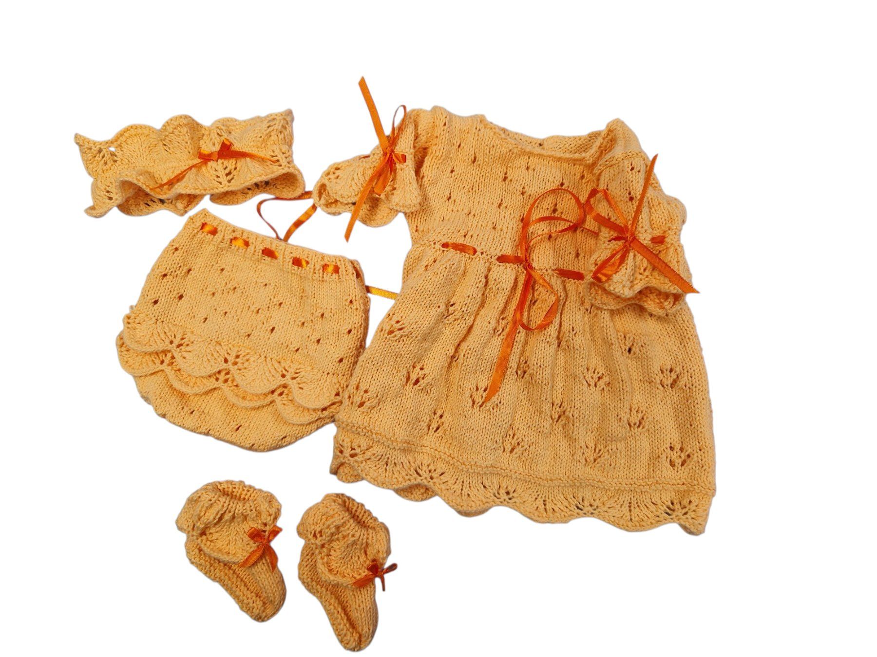 Ensemble robe bébé tricot 100% coton Unique fait main (Neuf avec ...