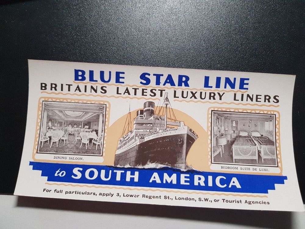 Vintage 2 antike Post Karten Blue Star Line Seefahrt (Gebraucht) in ...