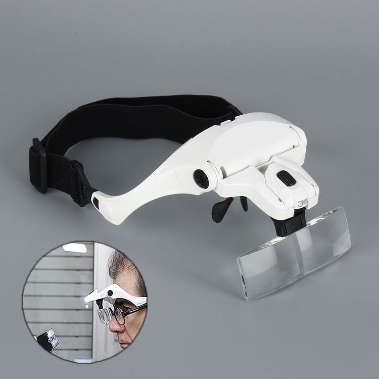 Kopfbandlupe Lupenbrille Lupe mit 2er LEDs für Brillenträger (Neu ...