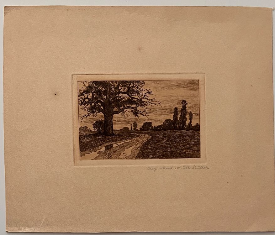 Alte Landschaft Radierung Signiert Von Johann Müller | Kaufen auf Ricardo