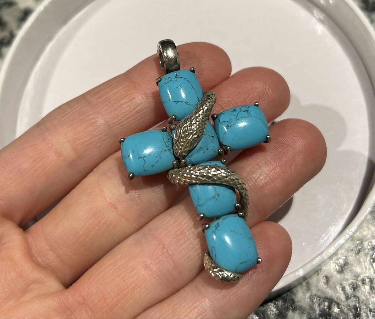 Thomas Sabo Kreuz-Anhänger mit Schlange ️🐍 Türkissteine 💎 (Gebraucht ...