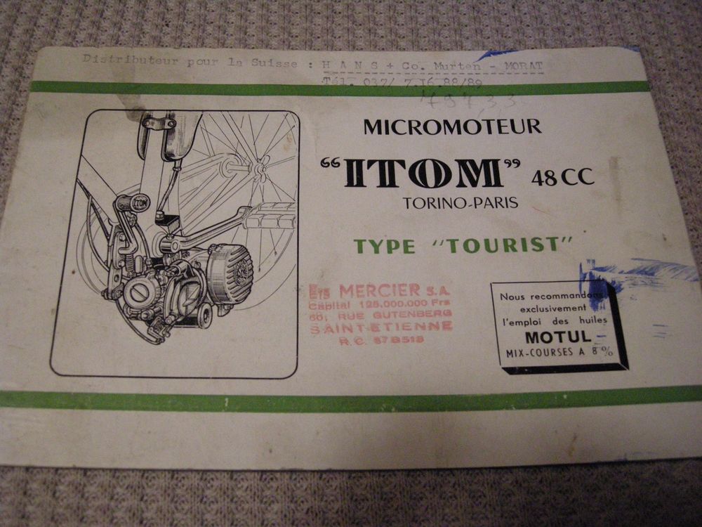 Itom, Tourist, Velo Hilfsmotor, Micromoteur, Manual (Gebraucht) in ...