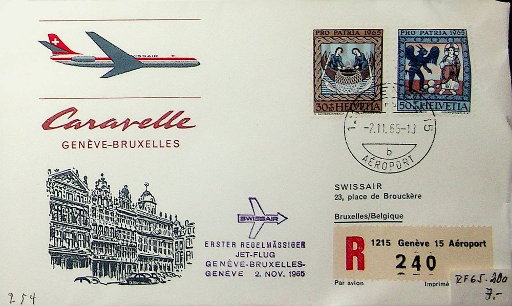 SUISSE POSTE AÉRIENNE VOL GENÈVE - BRUXELLES 1965 /Q264 (D'occasion) à Estavayer-le-Lac pour CHF ...