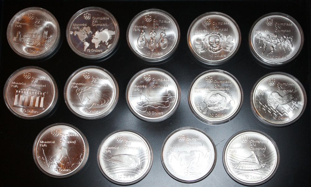 Serie von 14 Silber (.925) Olympia Münzen Montréal 1976 (Neu und ...
