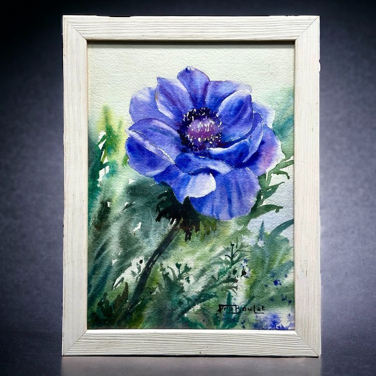 DANIÈLE FRABOULET Aquarelle sur carton Anémone bleu (Gebraucht) in Morges für CHF 20 – mit ...