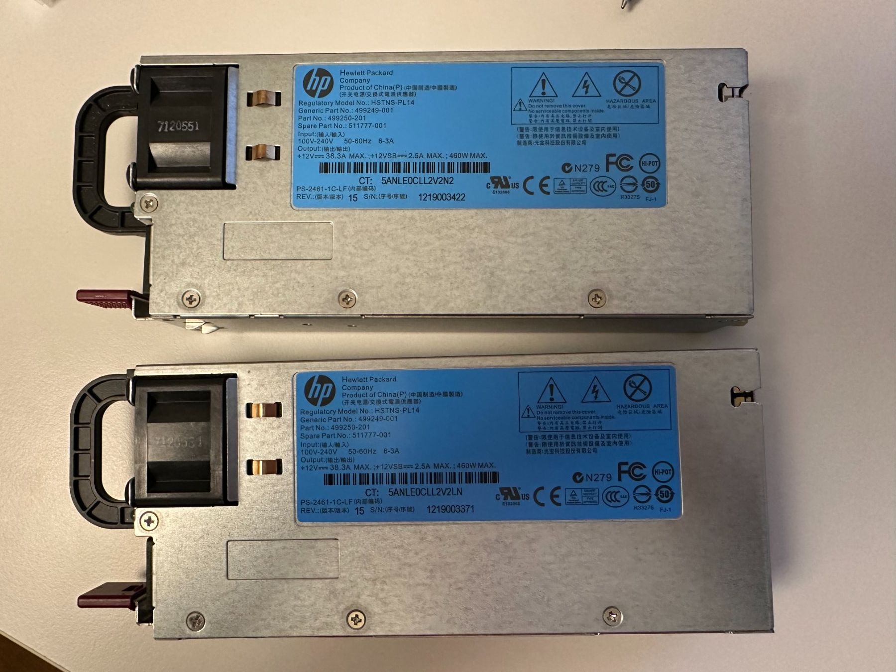 2Stk Power Supply 460Watt, SP: 511777-001, PN: 499250-201 (Gebraucht ...