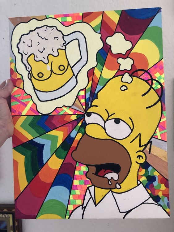 Homer Simpson Leinwand Glow &Neon Farben🎨🌈🍻 (Neu (gemäss Beschreibung ...