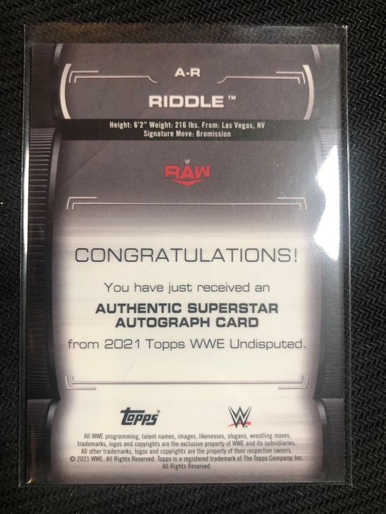 Topps Undisputed WWE Matt Riddle On-Card Autogramm 101/199 (Gebraucht ...