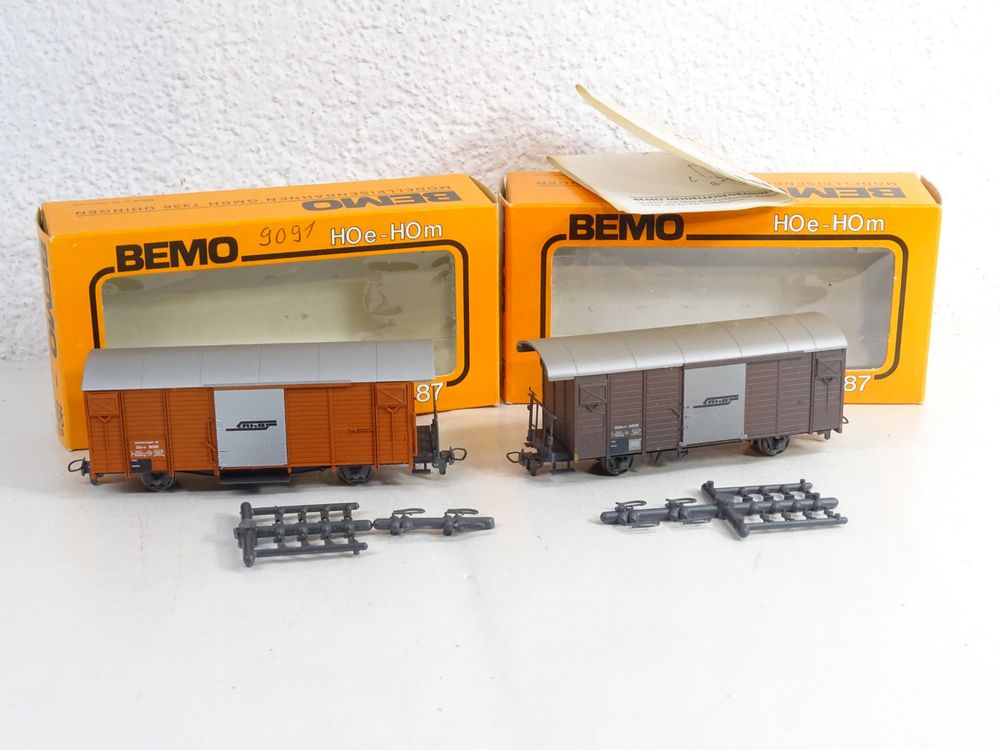 Bemo 2283 + 2261 Güterwagen Gbk-v5606 + Xk-v9091, H0m, OVP (Neu (gemäss ...