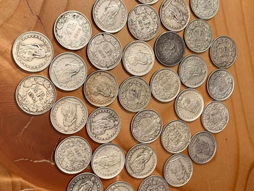 33x 50 Rappen Schweiz Silber diverse Jahrgänge gem. Bilder (Gebraucht ...