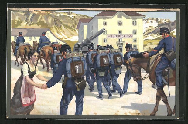 sign. E. Hodel: Schweizer Soldaten verab | Kaufen auf Ricardo