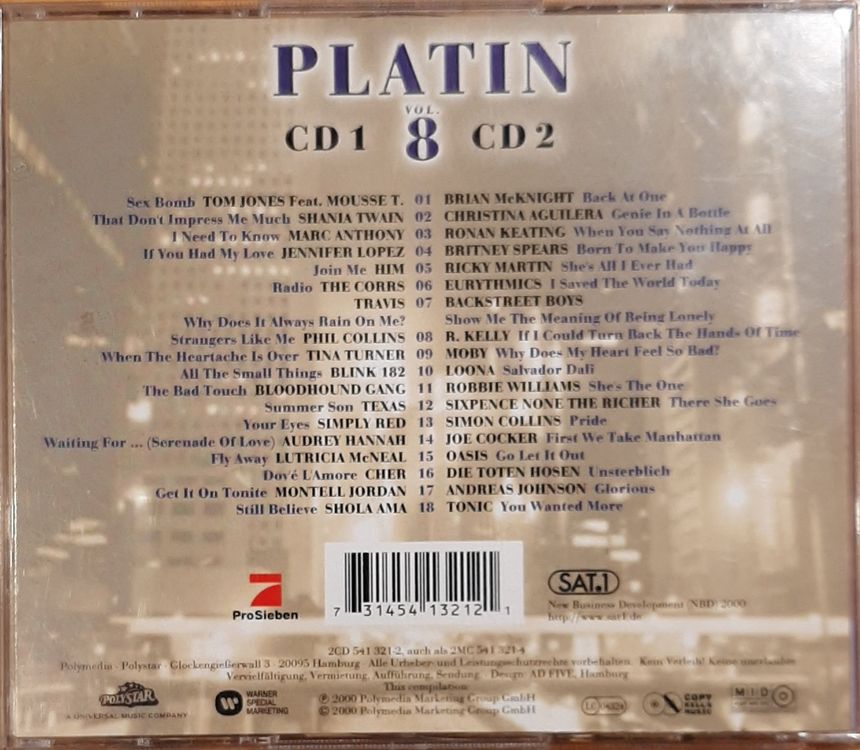 Platin Vol.8 - Album der Megastars, 2CD Hit Sampler 2000 (Gebraucht) in ...