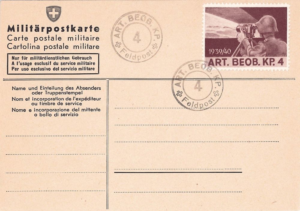 Feldpost mit ...... Artillerie-Beobachter (Gebraucht) in Bazenheid für CHF 1.5 – mit Lieferung ...