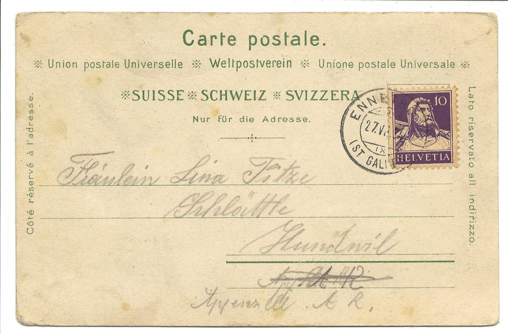 Gruss Aus Ennetbühl Sg Togg Krone Lichtensteiger Litho 1904 Kaufen
