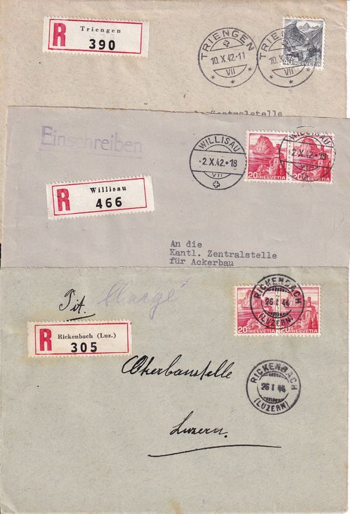 3 X R. Briefe Triengen Rickenbach Willisau 1942 LU (Gebraucht) in Büren ...