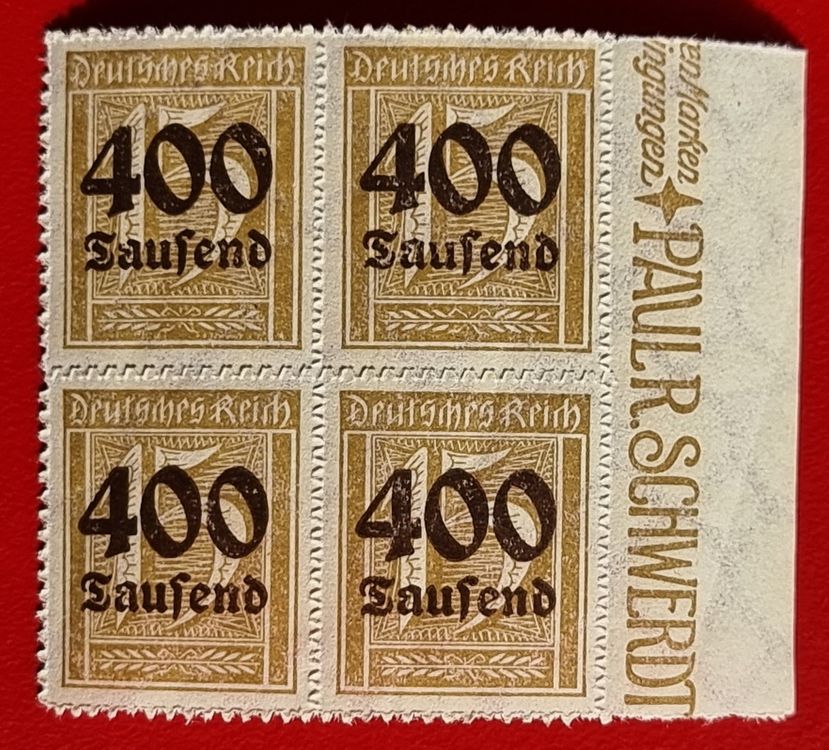 DEUTSCHES REICH INFLATION VIERERBLOCK ÜBERDRUCK GEZACKT** | Kaufen auf Ricardo