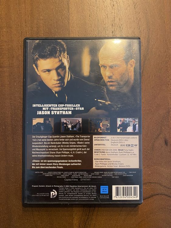 Chaos (mit Jason Statham, Wesley Snipes) DVD (Gebraucht) in Langenthal ...