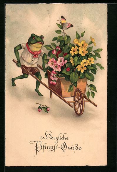 Frosch mit Schubkarre voller Blumen, Pfi | Kaufen auf Ricardo