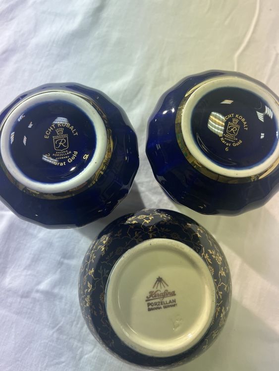 Königlich: 3 Kobalt Vasen, Echt Kobalt Gold Dekor (Gebraucht) in Brienz ...