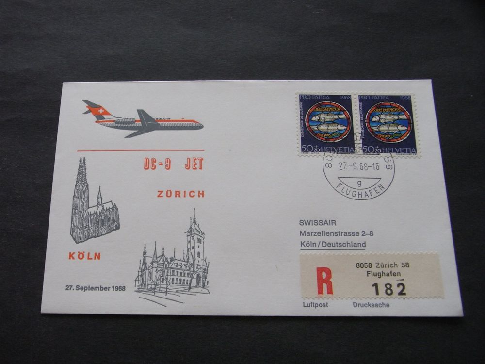 Schweiz Flugpost 1968 Zürich-Köln R | Kaufen auf Ricardo