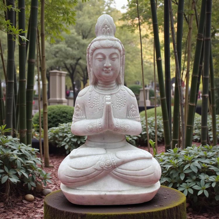 Garten Buddha Guanyin aus Marmorstein frostfeste Steinfigur (Gebraucht ...