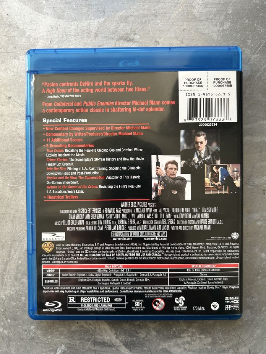 Heat - Bluray - Al Pacino, De Niro, Michael Mann [1995] (Gebraucht) in ...