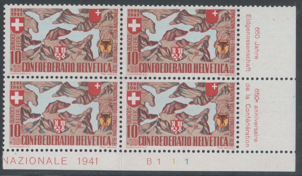 Viererblock PP 13 mit nicht katalogisiertem Plattenfehler ** (Neu (gemäss Beschreibung)) in ...