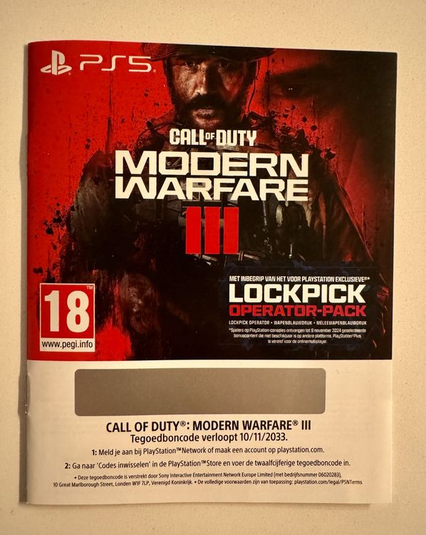 PS5 Call of Duty Modern Warfare 3 CODE mit Lockpick Operator (Neu und ...