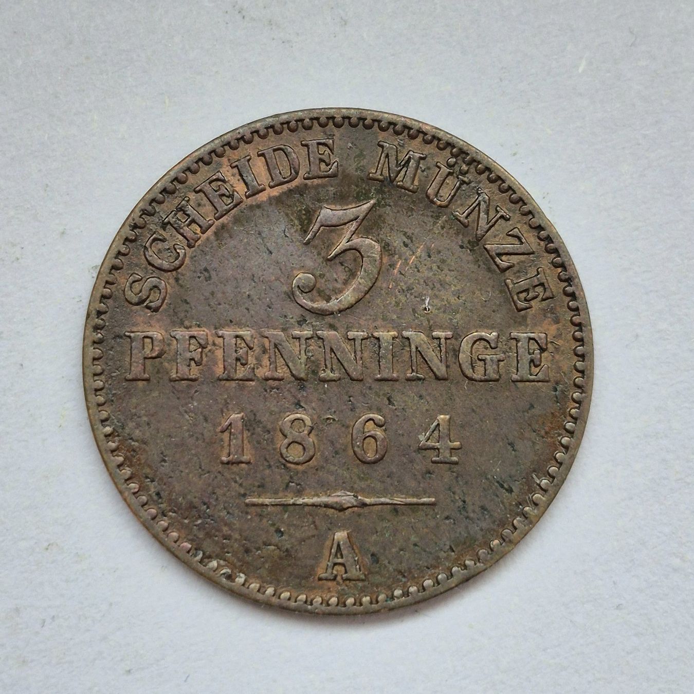 Preußen, Königreich 3 Pfennig 1864 A Wilhelm I (Gebraucht) in Schlieren ...