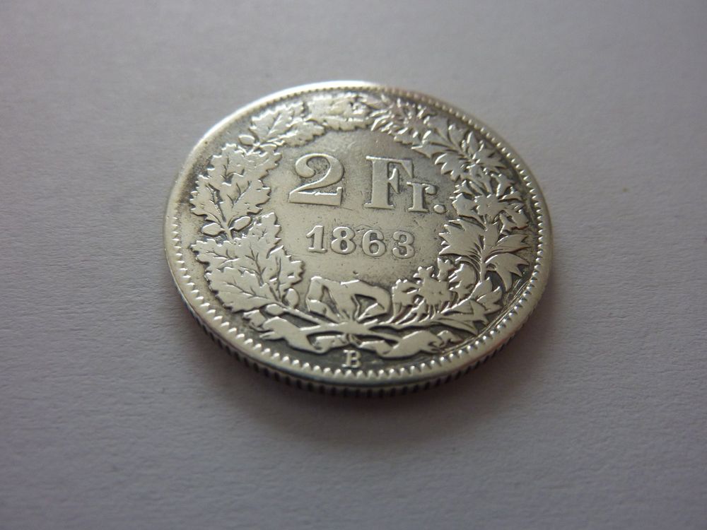 Uralter Zweifränkler 1863 , - sehr schön, 250.-. Kat. (Gebraucht) in ...