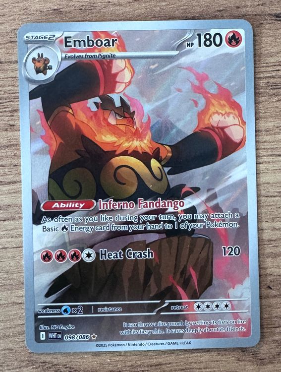 Emboar ART RARE Pokemon WHI White Flare 098/086 (Neu (gemäss ...
