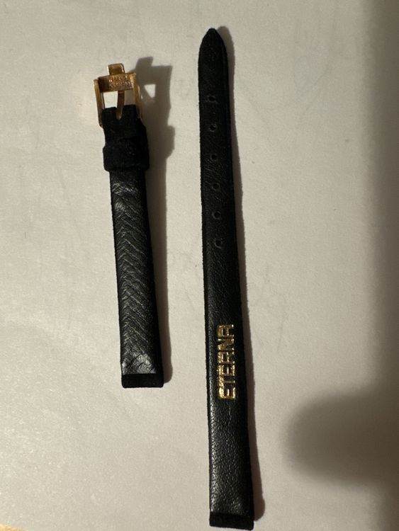 Rare Eterna Matic 9mm Black Velvet/Leather Watch Band Strap (Gebraucht ...