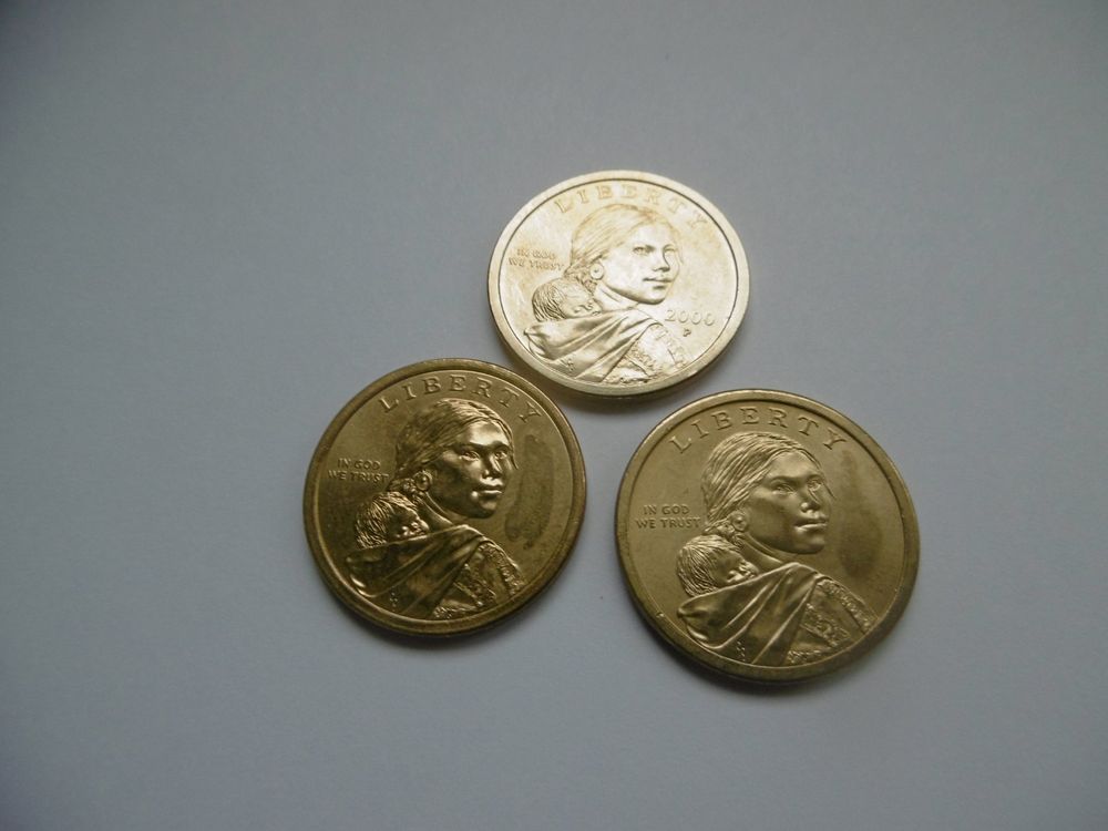 3 x 1 Dollar 2000 , 2019 + 2020 USA Vogelfrau (Neu (gemäss Beschreibung ...