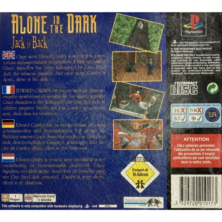 Alone in the Dark Jack in Back - SONY PS1 (Gebraucht) in Jonschwil für ...