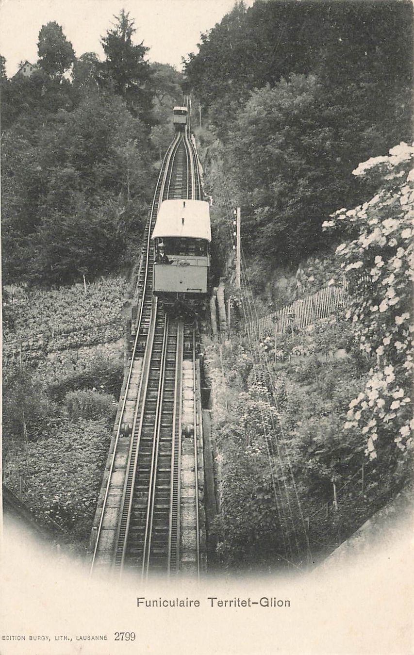 Territet Glion VD Standseilbahn Territet Glion im Wald Bahn (Usato) a ...