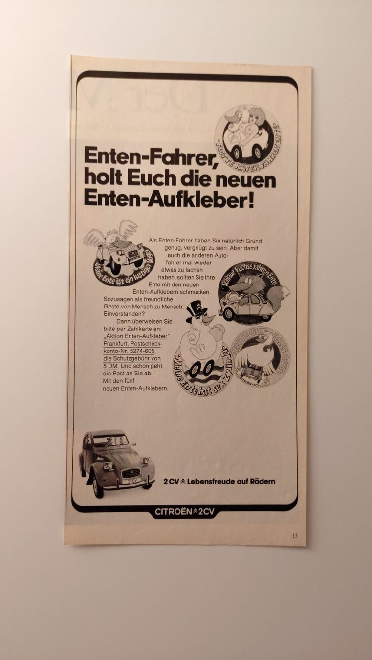 CITROEN 2CV "ENTE" - Werbung / Bilddokument / Reklame (Gebraucht) in ...