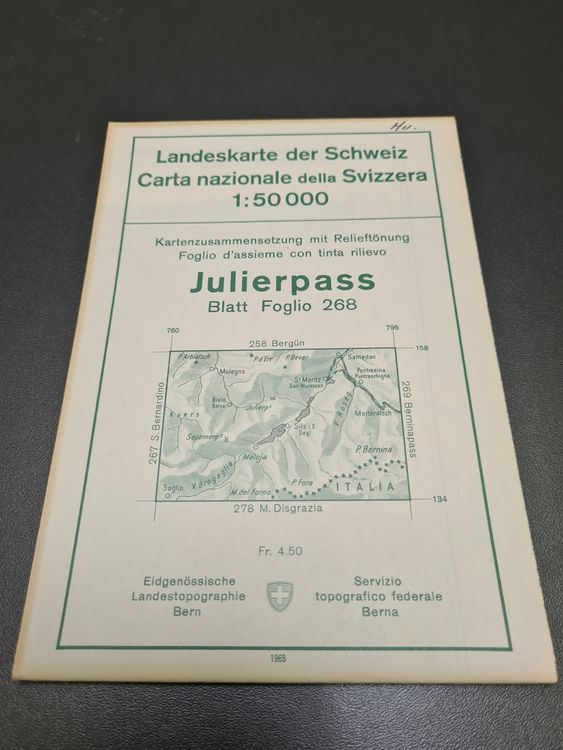 Landkarte Julierpass 1965 (Gebraucht) in Rüti ZH für CHF 2 – mit ...
