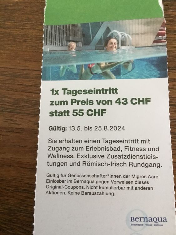 Tageseintritt Bon Bernaqua CHF 12 (Gebraucht) in Thierachern für CHF 2. ...
