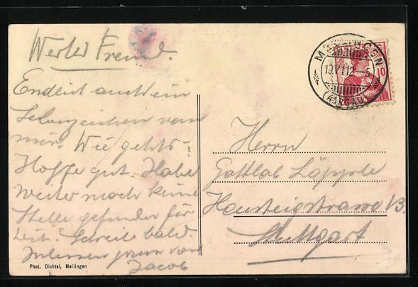 AK Mellingen, Blick auf den Ort, 1912 (Gebraucht) in Berlin für CHF 6 ...