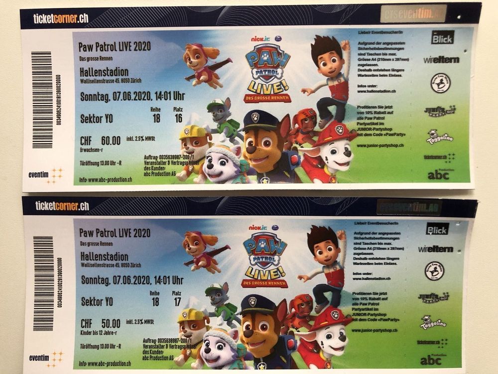 Paw Patrol Live Tickets | Kaufen auf Ricardo