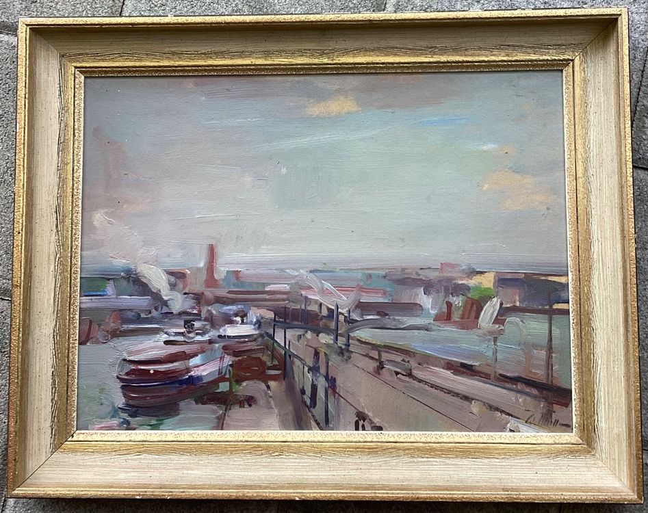 Walter Emil MÜLLER (1896-1983) Grosse Hafenszene Gemälde | Kaufen auf Ricardo