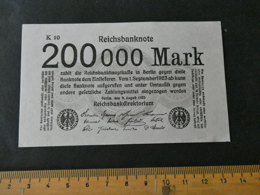 Dt. Reich 1923, 200'000 Mark ungefaltet | Kaufen auf Ricardo