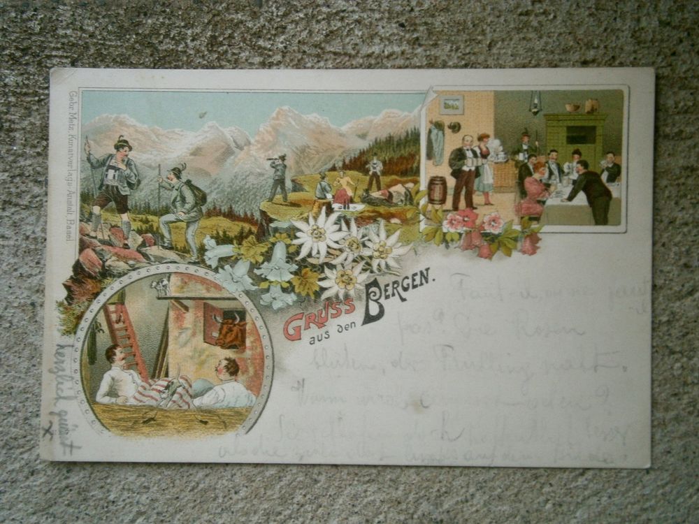 AK Litho Gruss aus den Bergen im Heu um 1900 (Gebraucht) in Burgdorf für CHF 9 – mit Lieferung ...